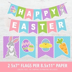 Happy Easter Banner, Easter Bunting Banner, Easter Party Decor, Easter ...