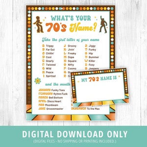 70s Party Sign, Whats Your 70s Name Sign, 70s Birthday Theme, 1970s ...
