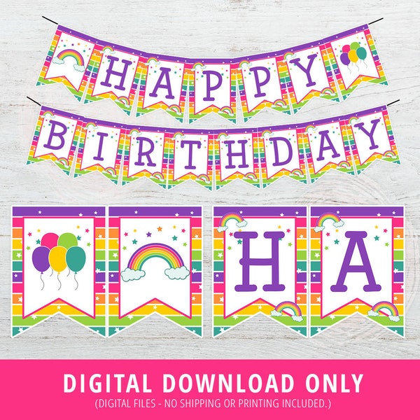 Rainbow Birthday Banner - Etsy