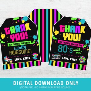 80s Thank You Tags, 80s Favor Tags, 80s Birthday Party, 80s Birthday ...