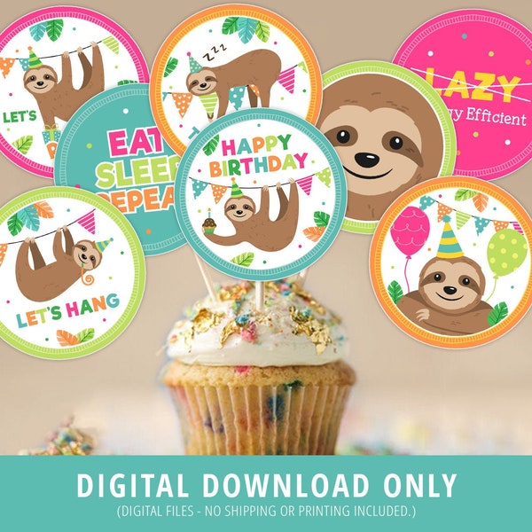 Printable Sloth Birthday Tags - Etsy