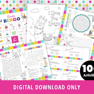 Llama Game Printable Bundle, Llama Activity Pack for Kids Birthday ...