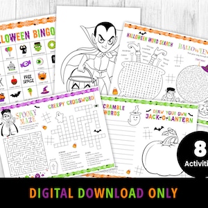 Halloween Game Printable Bundle, Halloween Activity Pages, Halloween ...