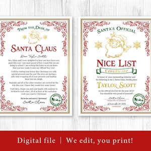 Santa Letter and Nice List Certificate Personalised Letter - Etsy