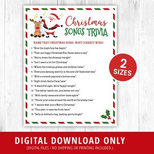 Christmas Song Trivia Game Printable, Christmas Music Trivia Game ...