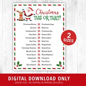 Printable Christmas This or That Game, Christmas Party Game, Christmas ...