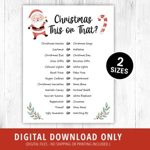Printable Christmas This or That Game, Christmas Party Game, Christmas ...