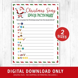Christmas Songs Emoji Pictionary Game, Printable Christmas Games ...