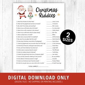 Christmas Riddles Game Printable, Christmas Party Game Kids, Christmas ...