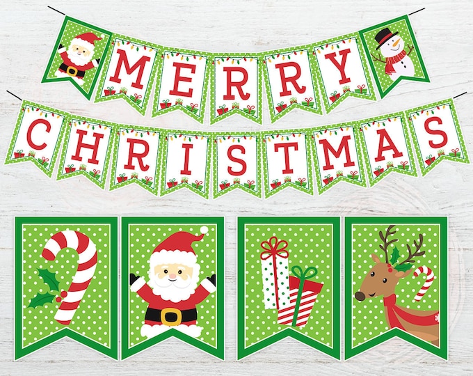 Merry Christmas Banner, Printable Christmas Banner, Snowman Banner ...
