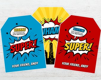 Superhero Marvel Birthday Favor Tag DIGITAL Superhero Party Favor Tag ...
