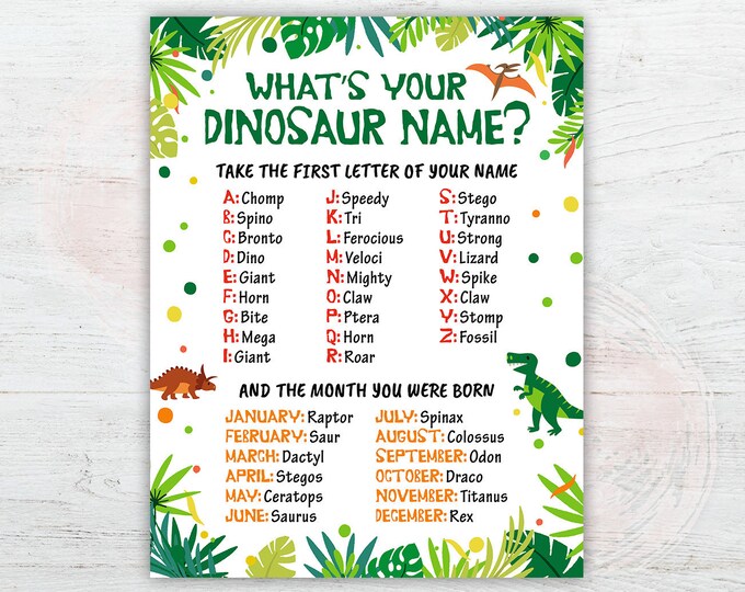 What's Your Dinosaur Name Printable, Dinosaur Name, Dinosaur Birthday ...