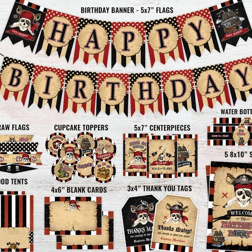 Pirate Birthday Party Signs Printable Personalized Pirate - Etsy