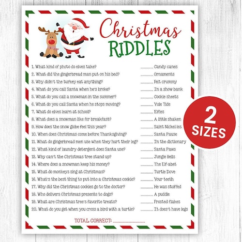 Christmas Riddles Game Printable Christmas Party Game Kids - Etsy