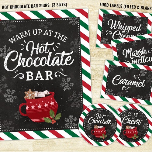 Hot Chocolate Bar Printable Kit Hot Cocoa Sign Coffee Bar - Etsy