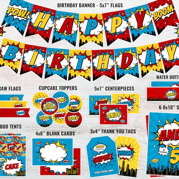 SUPERHERO NUMBER 3 Superhero Printables Superhero Centerpiece Superhero ...