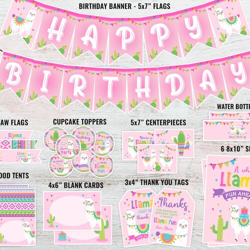 Llama Birthday Banner - Etsy