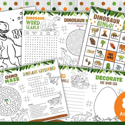 Dinosaur Game Printable Bundle Dinosaur Activity Pages | Etsy Canada