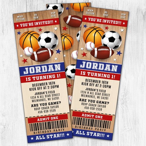 All Star Invitation for Sports Birthday Party. Digital - Etsy