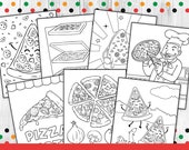 Pizza Coloring Pages Pizza Party Printables Pizza Birthday - Etsy