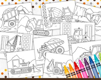 Printable Coloring Pages Construction Truck Birthday Party - Etsy