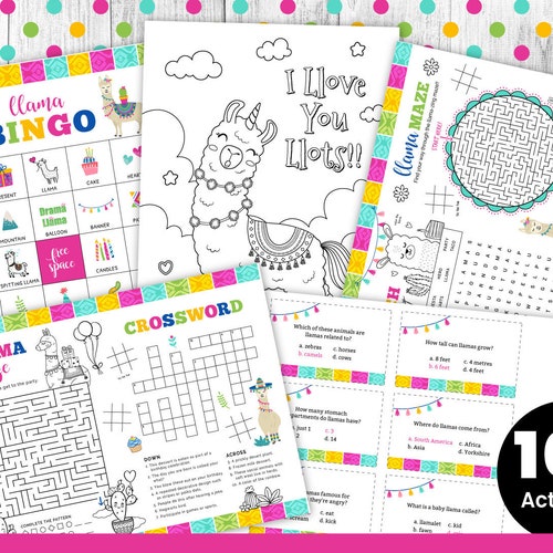 Llama Game Printable Bundle Llama Activity Pack for Kids | Etsy