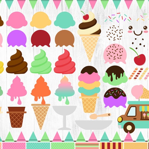 120 Ice Cream Clipart Build Your Own Ice Cream Cone Clip Art - Etsy
