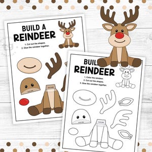 Build a Reindeer Kids Craft, Printable Christmas, Reindeer Activity ...