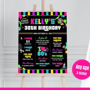 80s Birthday Sign, 80s Party Decoration, 80s Milestone Birthday Poster ...