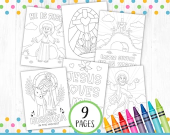 Easter Religious Coloring Pages, Set of 5 Printable, Easter Coloring ...