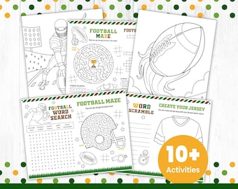 Printable Football Activity Pages, Game Printable Bundle, Football ...