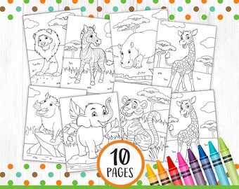 Safari Animals Coloring Pages, 12 Printable Safari Coloring Pages for ...