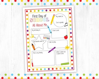 First Day of School Interview, Back to School Printable, Questionnaire ...