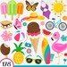 Summer Clipart, Summer Pool Party Clipart, Beach Clipart, Flamingo ...