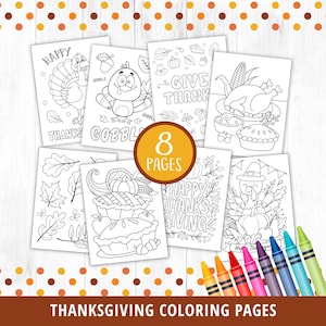 Thanksgiving Coloring Pages for Kids, Fall Coloring Book, Turkey ...