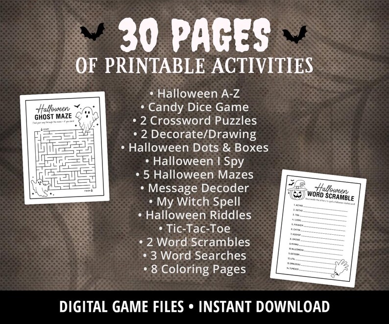 Printable Kids Halloween Activities, Halloween Party Games Kids ...