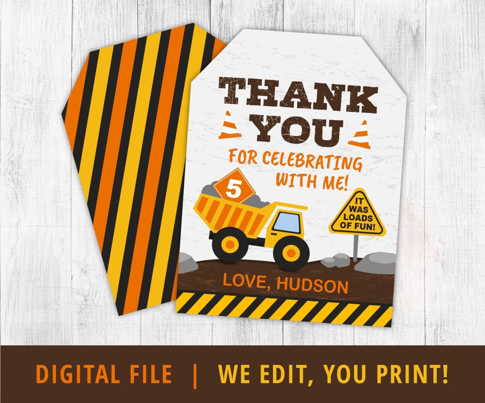 Construction Thank You Tags Construction Favor Tags | Etsy