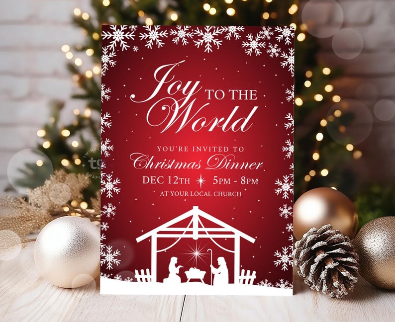 Religious Christmas Invitation, Religious Nativity Invite, Joy to the ...