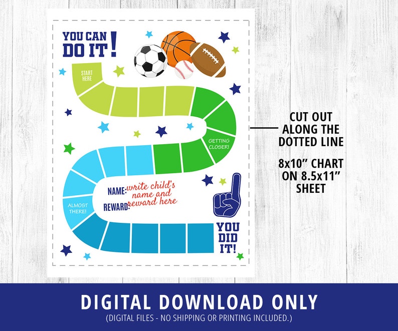 Printable Sports Reward Chart Sports Reward Chart Kids - Etsy