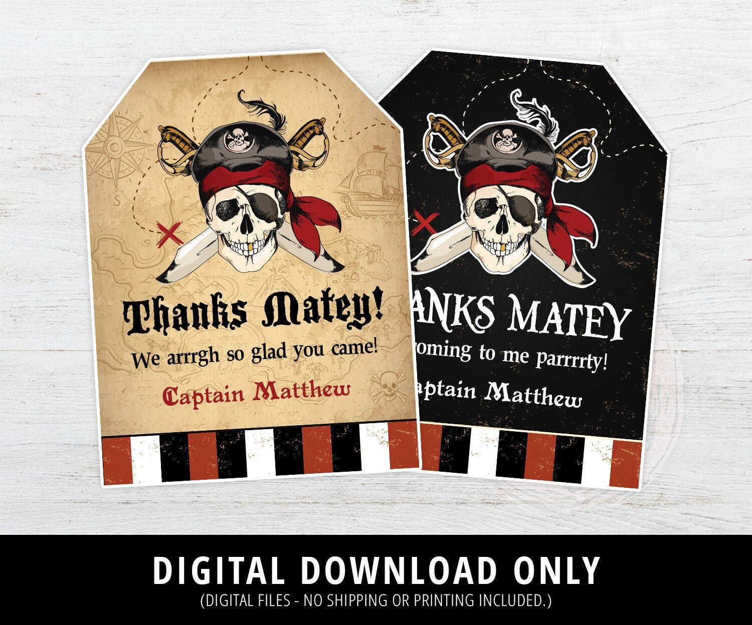 Pirate Thank You Tags Pirate Birthday Favor Gift Tags Pirate - Etsy