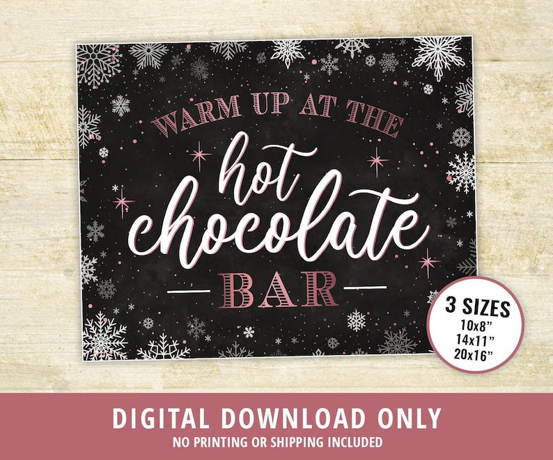 Hot Chocolate Bar Sign Hot Chocolate Party Rose Gold Hot - Etsy