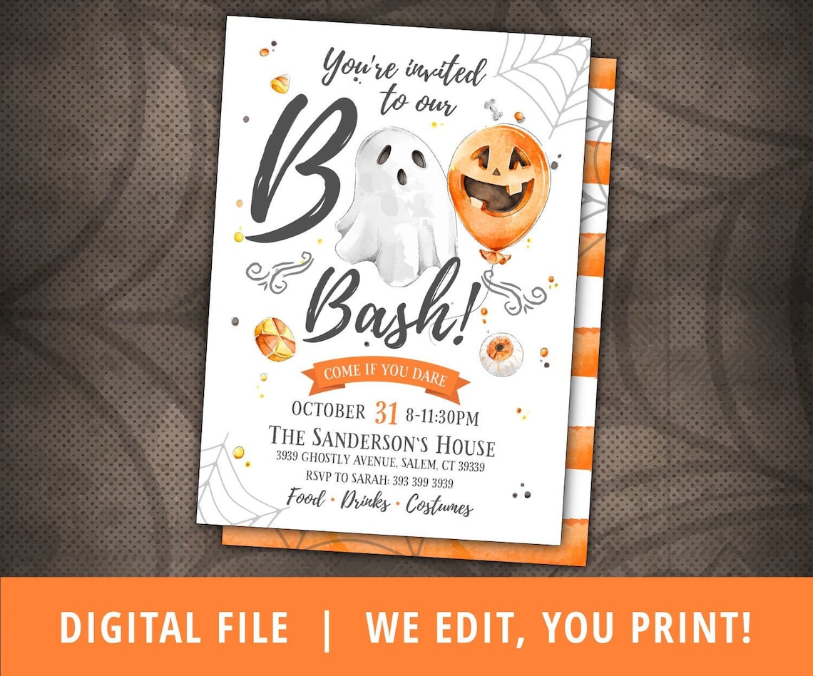 Boo Bash Invitation Halloween Party Invitation Halloween - Etsy