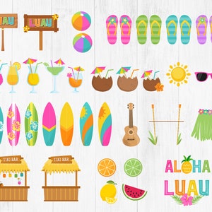 Luau Clipart, Tropical Luau Clipart, Hawaiian Luau Clipart, Tiki ...