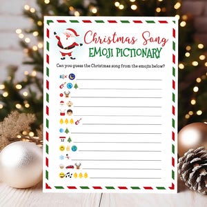 Christmas Songs Emoji Pictionary Game, Printable Christmas Games ...
