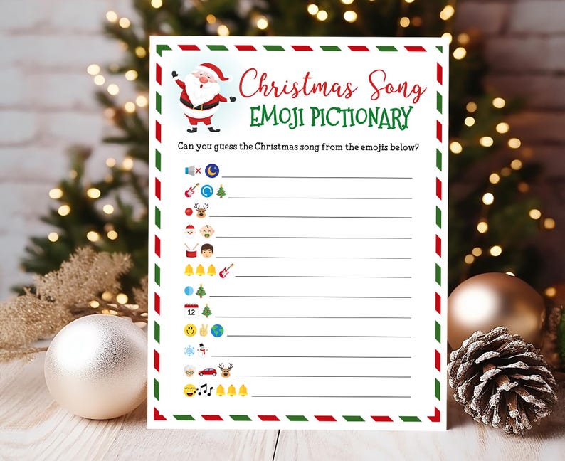 Christmas Songs Emoji Pictionary Game, Printable Christmas Games ...