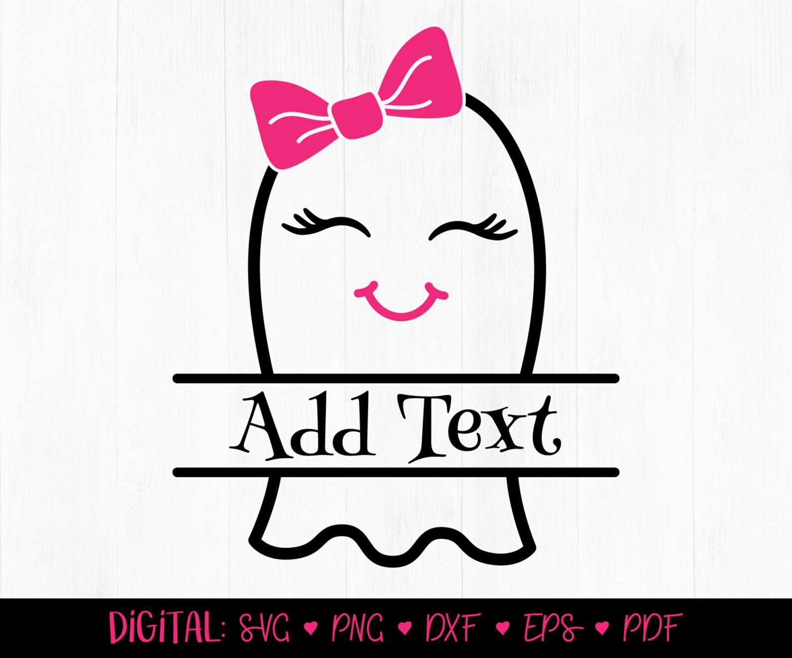 Cute Ghost Split Monogram SVG Pink Ghost Svg Name Split SVG | Etsy