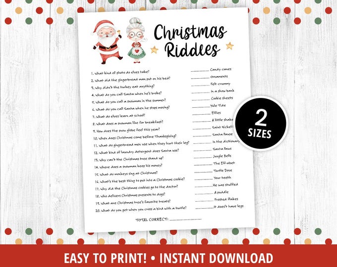 Christmas Riddles Who Am I Game for Kids & Adult|christmas Party ...