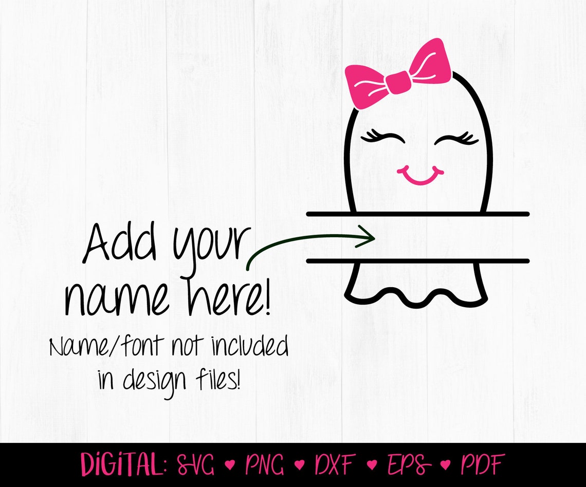Cute Ghost Split Monogram SVG Pink Ghost Svg Name Split SVG | Etsy
