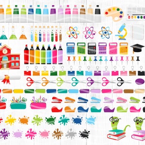 School Clipart Set, School Supplies Clipart Set, Art Supplies Clipart ...