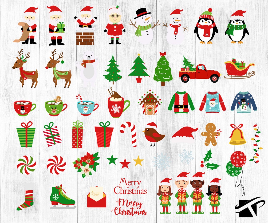 Christmas Clipart Holiday Clipart Set Cute Christmas Clip - Etsy